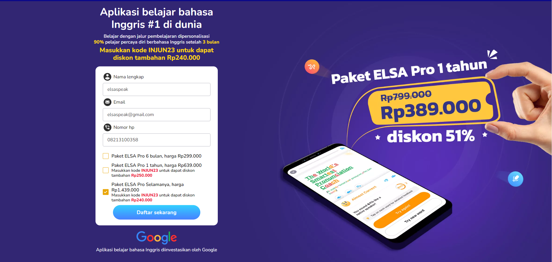 Perbandingan ELSA Speak free vs ELSA Pro berbayar