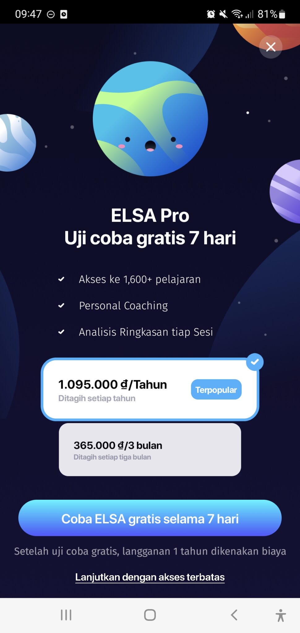 Perbandingan ELSA Speak free vs ELSA Pro berbayar