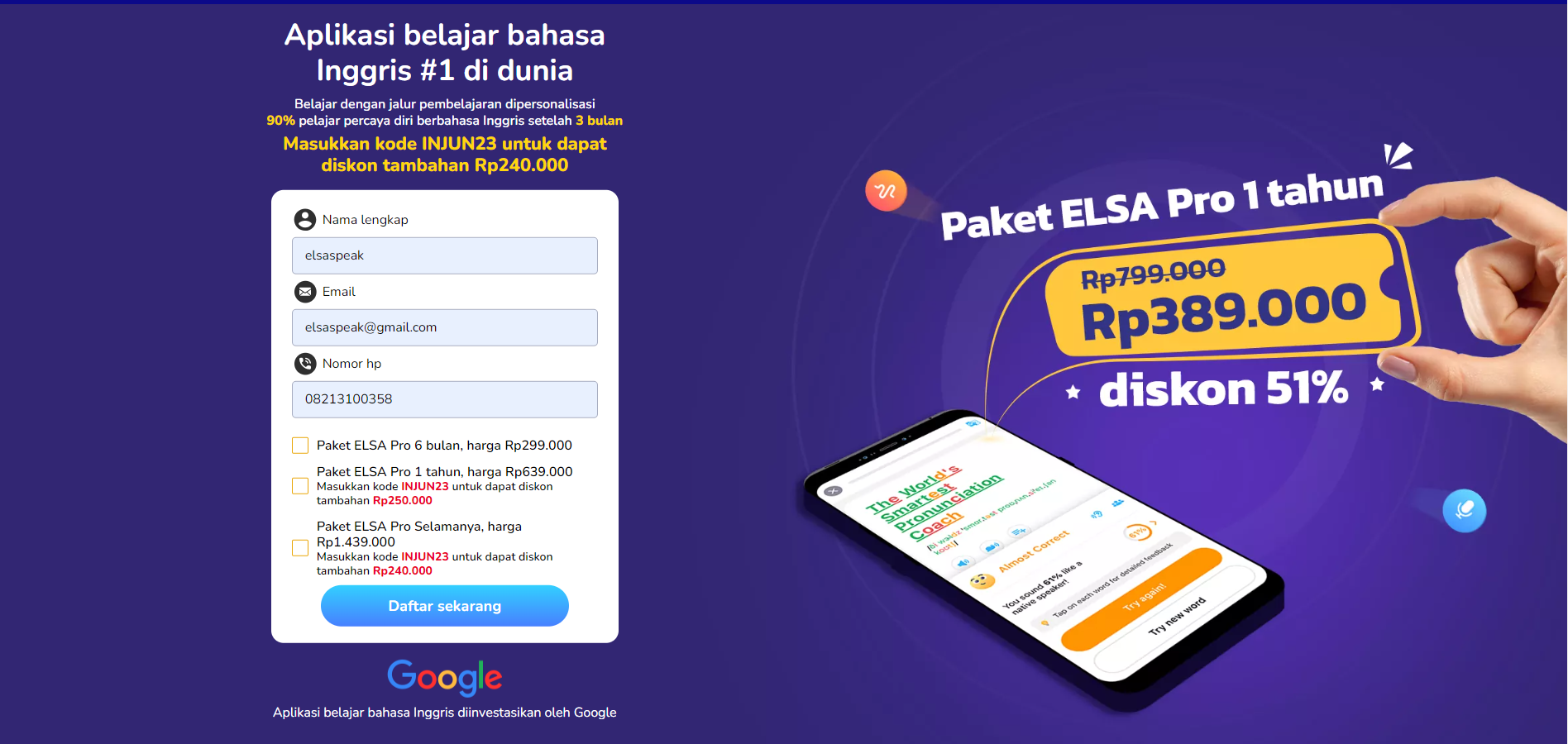 Perbandingan ELSA Speak free vs ELSA Pro berbayar